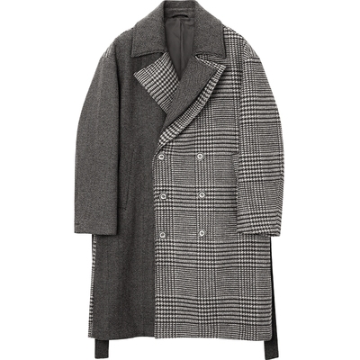 JDV商场同款灰色撞色潮呢大衣