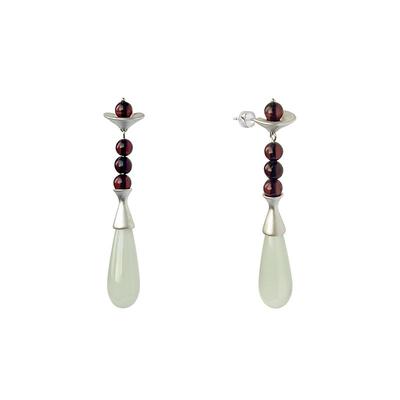 THING OF E【茶】系列 合意-器形串珠玛瑙耳环 纯银镀金高级温柔