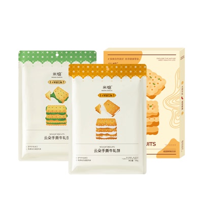 米惦 | 云朵手撕牛轧饼抹茶酥脆拔丝台湾小零食手工葱香夹心饼干
