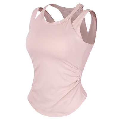 健身女孩一体式假两件运动背心新