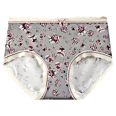 秘语女士内裤半岛松茶薄款无痕蕾丝抗菌包臀中腰碎花平角裤62086