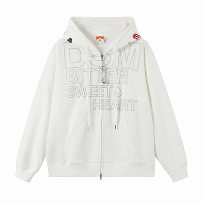 明星同款DONSMOKE落肩发夹开衫卫衣印花logo拉链挂饰贴纸卫衣外套