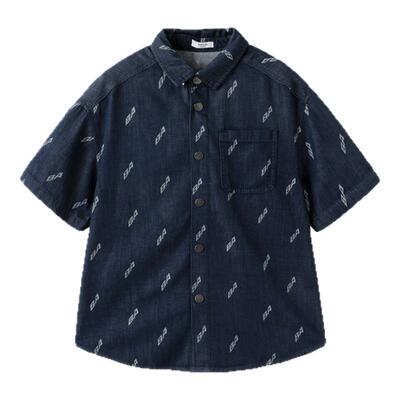 巴拉巴拉短袖衬衫男童牛仔衬衣