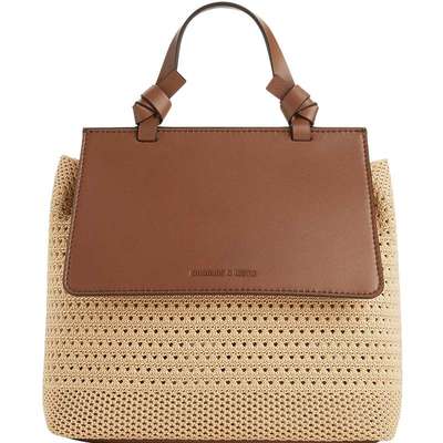 CHARLESKEITH编织翻盖拼色双肩包