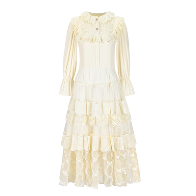 SourceWithU蛋糕连衣裙气质蕾丝