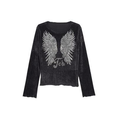 TCH气质百搭法式丝绒烫钻羽翼打底衫女2026春季新款T78A02E1003