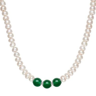 周六福S925银淡水珍珠项链优雅玛瑙颈饰送妈妈新年礼物送礼盒