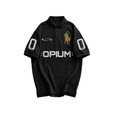 OPIUM 00 OVERSIZED POLO 战马刺绣打孔YVL风格翻领短袖