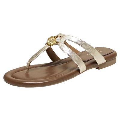 陈瑶同款TATA他她南法假日平底拖鞋女外穿人字凉拖鞋夏款7H204BT6