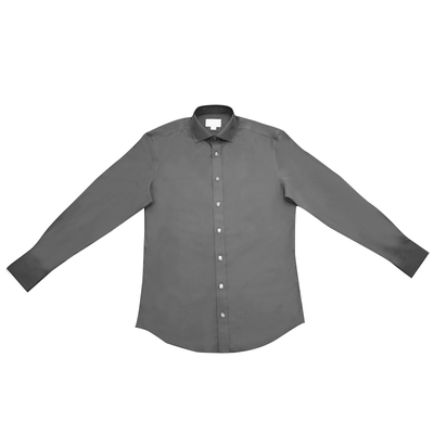 修身版银灰色纽扣领牛津衬衫