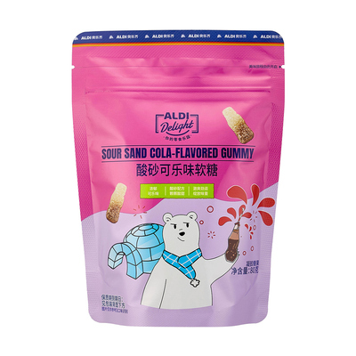 奥乐齐代购ALDI Delight萌熊造型维C软糖混合果味酸砂可乐糖果