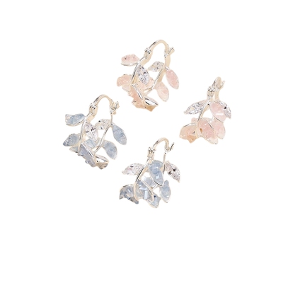 卡洛美叶络流光耳环女森系小众简约甜美耳圈气质百搭日常通勤耳饰