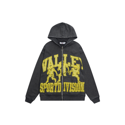 VALEVALLEY复古刺绣拉链卫衣潮