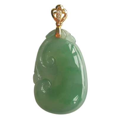 五花八门冰种18k如意项链翡翠