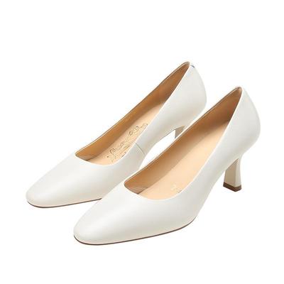 7or9女鞋白色杏头羊皮2026新款高跟鞋职业通勤浅口单鞋不累脚椰巧