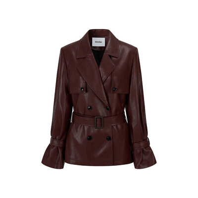 双排扣皮风衣HiimDai廓形外套