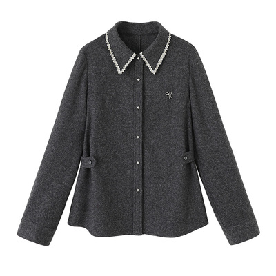 亦白针织呢可调节磨毛收腰衬衫女