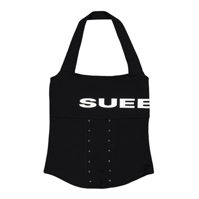 SETUP-EXE LOGO HALTER TANK TOP / BLACK MUSIN韩国官网直邮进口