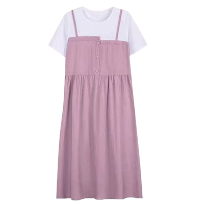 孕妇装韩版假两件外出潮流连衣裙