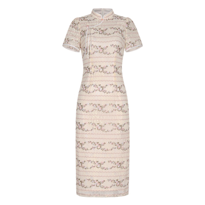 固执蕾丝刺绣修身改良旗袍