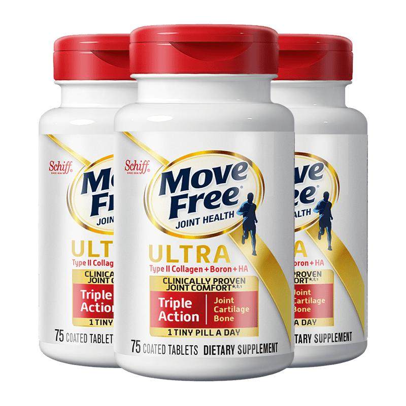 美国进口Schiff Move Free益节骨胶原蛋白软骨素精华白瓶75粒*3瓶_虎窝淘