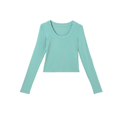 螺纹修身显胸大百搭打底衫T恤女