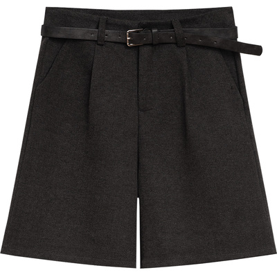 简约经典显瘦毛呢西装直筒五分裤