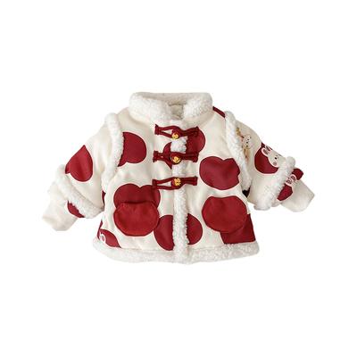 男童冬款新年红色加厚保暖棉服