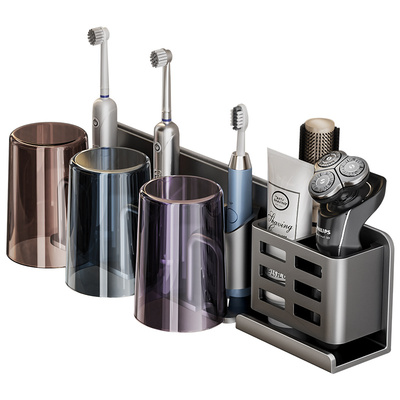 可取下清洗牙刷架子置物架枪灰