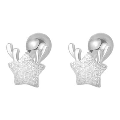 18光年S999纯银耳钉鹿角星星轻奢