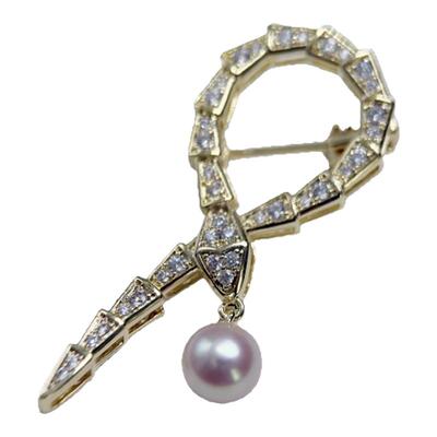 甄奢灵蛇珍珠胸针气质高级