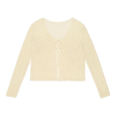 LLANO法式镂空盘花轻薄开衫