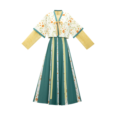 【观止织造｜花铃】唐制汉服唐背子垂领衫交窬裙棉天丝绿日常春夏