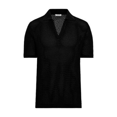 Suitsupply黑色棉无扣Polo衫