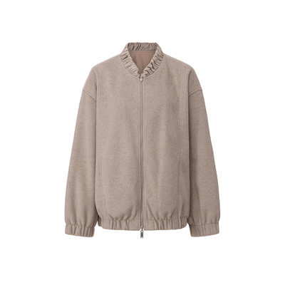 UNR新品两穿褶皱花边领宽松夹克