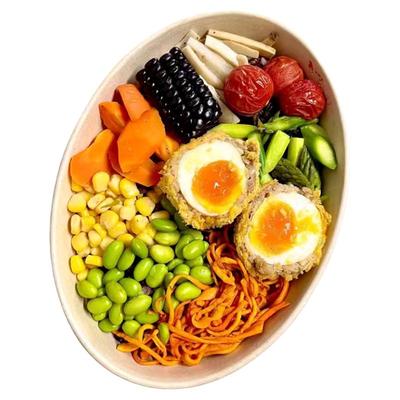 椭圆形纸浆轻食打包盒分格可降解