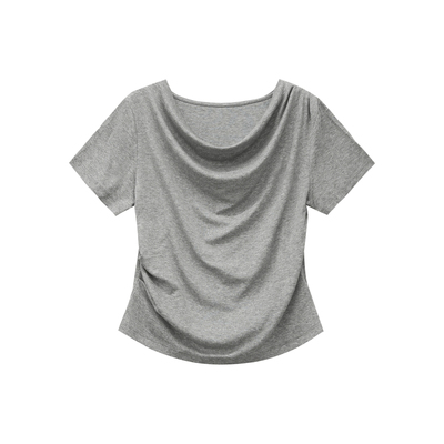 莱赛尔+亚麻春休闲舒适荡领气质T