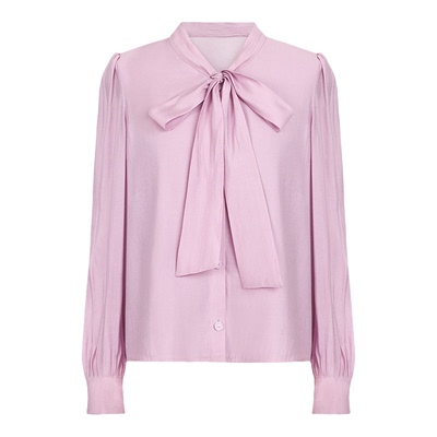 朗姿/MOJO春新品2026法式浪漫蝴蝶结飘带衬衫女微宽松通勤约会