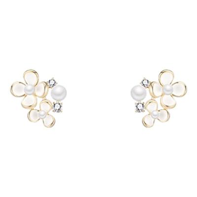 法式轻奢气质珍珠花朵耳钉