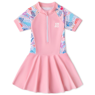 UPF50+2025新款女童泳衣连体裙式