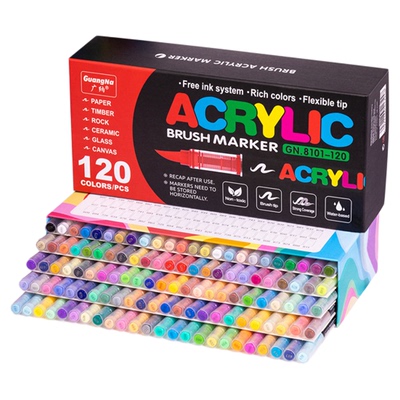 广纳8101直液式丙烯马克笔软头美术学生动漫diy可叠色手绘画水彩