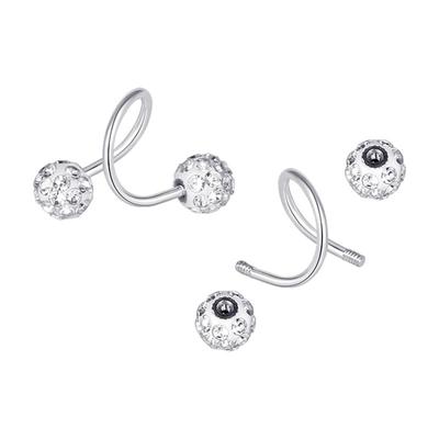 JXRX爆闪S形999纯银圆头耳钉女螺丝拧扣耳环防掉养耳洞足银耳饰