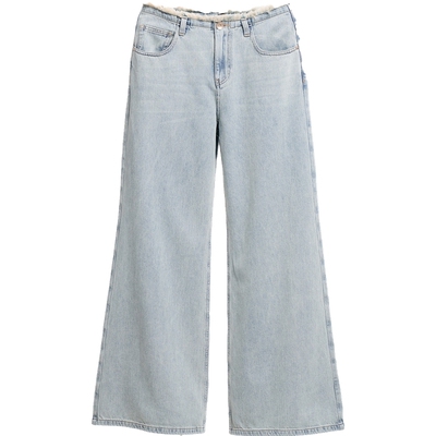 WHM垂坠斜纹牛仔松喇叭裤