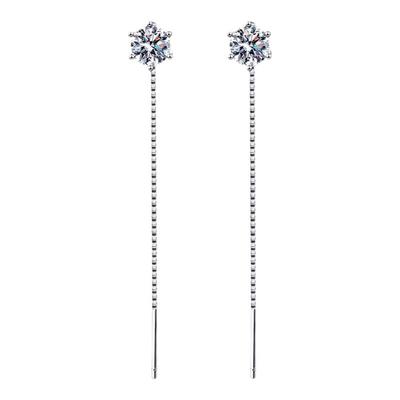 莫桑石流苏耳线气质百搭锆石耳钉