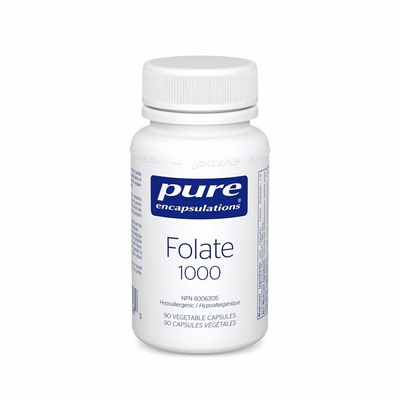 直邮 加拿大PURE 活性叶酸Folate1000 Metafolin  微克 90粒