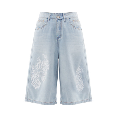 复古做旧五分牛仔裤慵懒女休闲裤