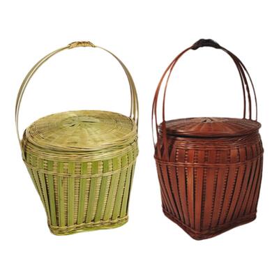 竹编手提篮带盖竹篮竹青鸡蛋篮大