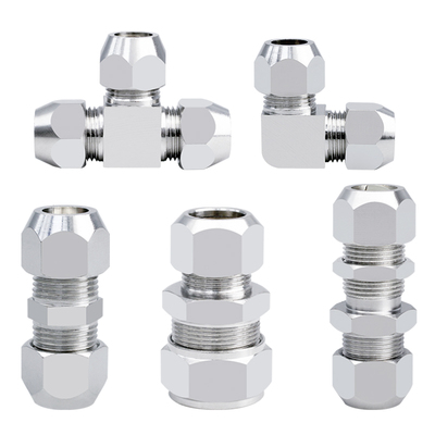 铜镀镍卡套直通变径三通直角隔板