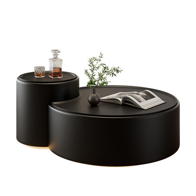 意式轻奢设计师带灯圆形茶几