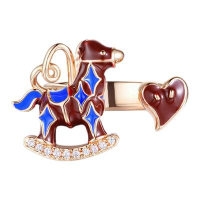 LAZYSURI懒苏芮星运福马小马戒指女款开口珐琅马年新年红色礼物女